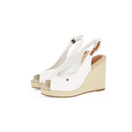 Tommy Hilfiger High-Heel-Sandalette »FLAG HIGH WEDGE ESPAD SLINGBACK«, Sommerschuh, Partyschuh, Keilsandalette, in schmaler Form ecru-braun 38 38...