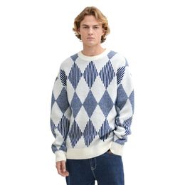 Tom Tailor Denim Rundhalspullover mit Argyle Muster blue striped check S S Pullover von Tom Tailor Denim