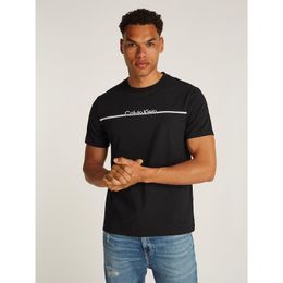 Calvin Klein Rundhalsshirt &raquo;SPLIT LINE LOGO T-SHIRT&laquo; mit Logoprint Ck Black XL XL Shirt von Calvin Klein