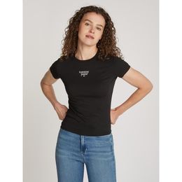 Tommy Jeans CURVE T-Shirt &raquo;TJW SLIM ESSENTIAL LOGO1 TEE EXT&laquo; in Gro&szlig;en Gr&ouml;&szlig;en mit Logoschriftzug Black XXXL(46) XXXL(46) Kurzarm und figurbetonte...