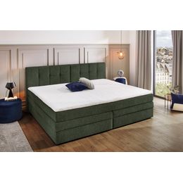 Jockenhöfer Boxspringbett JOCKENHÖFER GRUPPE "Casa Grande in der Breite 240cm, Familienbett mit riesigem Bettkasten", grün 444, 03, B:250cm L:215cm, Bezug Bett: Chenille (100% Polyester);Topper und Matratzenspiegel: 100% Polyester, Komplettbetten, 7-Zonen-TTFK-Matratze, KS-Topper, verschiedene Härtegrade wählbar