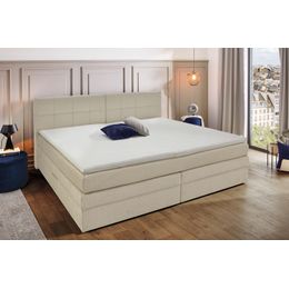 Jockenhöfer Boxspringbett JOCKENHÖFER GRUPPE "Casa Grande in der Breite 240cm, Familienbett mit riesigem Bettkasten", beige 444, 17, B:250cm L:215cm, Bezug Bett: Chenille (100% Polyester);Topper und Matratzenspiegel: 100% Polyester, Komplettbetten, 7-Zonen-TTFK-Matratze, KS-Topper, verschiedene Härtegrade wählbar