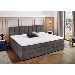 Jockenhöfer Boxspringbett JOCKENHÖFER GRUPPE "Casa Grande in der Breite 240cm, Familienbett mit riesigem Bettkasten", dunkelgrau 444, 09, B:250cm L:215cm, Bezug Bett: Chenille (100% Polyester);Topper und Matratzenspiegel: 100% Polyester, Komplettbetten, 7-Zonen-TTFK-Matratze, KS-Topper, verschiedene Härtegrade wählbar