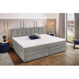 Jockenhöfer Boxspringbett JOCKENHÖFER GRUPPE "Casa Grande in der Breite 240cm, Familienbett mit riesigem Bettkasten", grau 444, 19, B:250cm L:215cm, Bezug Bett: Chenille (100% Polyester);Topper und Matratzenspiegel: 100% Polyester, Komplettbetten, 7-Zonen-TTFK-Matratze, KS-Topper, verschiedene Härtegrade wählbar