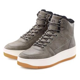 Sneaker ELBSAND, Damen, Gr. 36, grau (anthrazit), Obermaterial: 100% Lederimitat. Decksohle: 100% Textilmaterial. Futter: 100% Textilmaterial. Laufsohle: 100% Synthetik, unifarben, Schuhe Sneaker, mit kuscheligem Warmfutter, Freizeitschuh, Halbschuh, High Top Sneaker