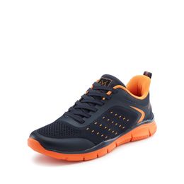 Sneaker John Devin "Schnürschuh", Herren, Gr. 40, blau (marine, orange), Obermaterial: 80% Textilmaterial, 20% Lederimitat. Decksohle: 100% Textilmaterial. Futter: 100% Textilmaterial. Laufsohle: 100% Synthetik, kontrastfarbene Details, mehrfarbig, Schuhe, im Sport-Look, Freizeitschuhe, Schnürhalbschuhe, Halbschuh VEGAN