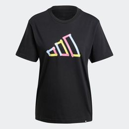 adidas Sportswear Funktionsshirt 'Tech Fill' Damen Größe L hellblau / gelb / hellpink / schwarz