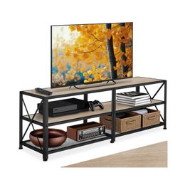 TecTake&reg; TV-Regal, Industrial Style, 3 offene Etagen, seitliche X-Streben, 141 x 41,5 x 50,5 cm