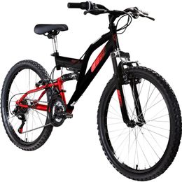 Galano FS240 Jugendfahrrad 24 Zoll Mountainbike ab 8 Jahre 130 - 145 cm 21 G&auml;nge schwarz/rot