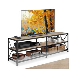 TecTake&reg; TV-Regal, Industrial Style, 3 offene Etagen, seitliche X-Streben, 161 x 41,5 x 50,5 cm