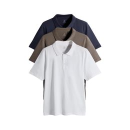 The Set Poloshirt Herren Gr&ouml;&szlig;e XL marine / braun / wei&szlig;