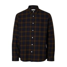 Selected Button Up Shirt 'SLHNoah' male size L Night blue / Chocolate