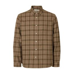 Selected Button Up Shirt 'SLHNOAH' male size S Light brown / Dark brown