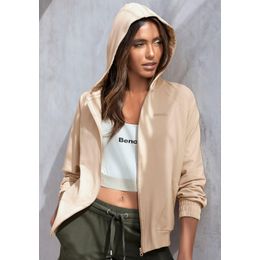 Bench. Loungewear Damen Kapuzensweatjacke, beige, Gr&ouml;&szlig;e 36/38