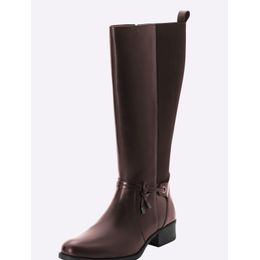 sheego Damen Weitschaftstiefel aus Leder, mit Zierband, braun, Gr&ouml;&szlig;e 38