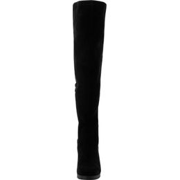 sheego Damen Overkneestiefel in Wildleder-Optik, schwarz, Gr&ouml;&szlig;e 42