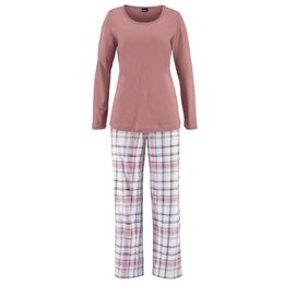 Arizona Damen Schlafanzug, mauve kariert+ grau kariert, Gr&ouml;&szlig;e 44/46
