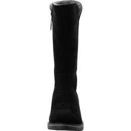 sheego Damen Weitschaftstiefel aus Veloursleder, mit Teddyfutter, schwarz, Gr&ouml;&szlig;e 44