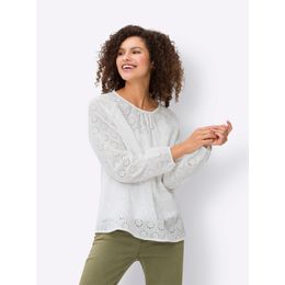 Heine Witt Damen Langarm-Bluse mit Lochstickerei, ecru, Gr&ouml;&szlig;e 34