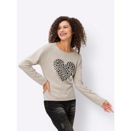 Heine Witt Damen Feinstrickpullover aus Melangegarn, sand-meliert, Gr&ouml;&szlig;e 36