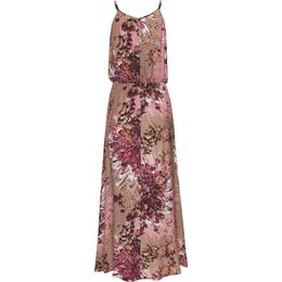 Lascana Damen Maxikleid, taupe-beere bedruckt, Gr&ouml;&szlig;e 42