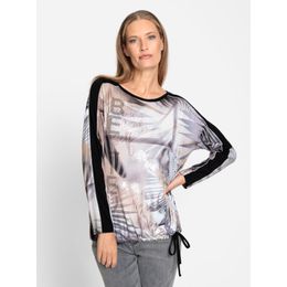 Heine Witt Damen Langarmshirt mit Glanz-Effekten, sand-ecru-bedruckt, Gr&ouml;&szlig;e 38