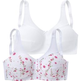 petite fleur by Lascana Damen Entlastungs-BH, bedruckt+wei&szlig;, Gr&ouml;&szlig;e 105D