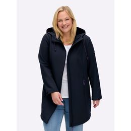 sheego Damen Softshelljacke mit Kapuze und Tunnelzug, tiefblau, Gr&ouml;&szlig;e 42