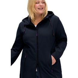 sheego Damen Softshelljacke mit Kapuze und Tunnelzug, tiefblau, Gr&ouml;&szlig;e 50