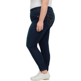 sheego Damen Schlupfjeans mit schmalem Bein, blue-used, Gr&ouml;&szlig;e 42