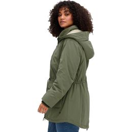 sheego Damen Parka mit Teddyfleece-Kapuze, khaki, Gr&ouml;&szlig;e 50