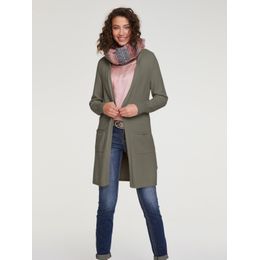 Heine Witt Damen Longstrickjacke mit Kapuze, oliv, Gr&ouml;&szlig;e 34