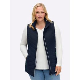 sheego Damen Steppweste mit Stehkragen, tiefblau, Gr&ouml;&szlig;e 44