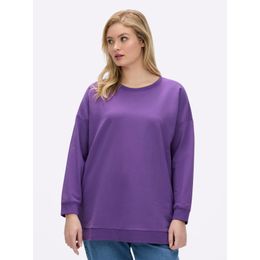 sheego Gro&szlig;e Gr&ouml;&szlig;en Longsweatshirt mit Ripp-Abschl&uuml;ssen, lila, Gr&ouml;&szlig;e 44/46 - Damen