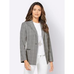 WITT Damen Blazer mit Zipper-Taschen, schwarz-wei&szlig;-kariert, Gr&ouml;&szlig;e 40