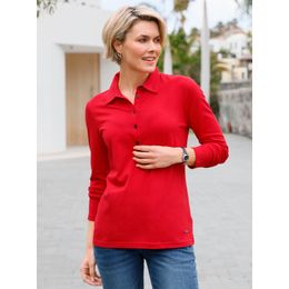 WITT Damen Langarm-Poloshirt mit hohem Baumwoll-Anteil, rot, Gr&ouml;&szlig;e 40