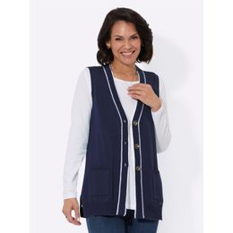 WITT Damen Strickweste mit Kontraststreifen, marine, Gr&ouml;&szlig;e 42