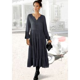 Lascana Damen Maxikleid, grau-schwarz-bedruckt, Gr&ouml;&szlig;e 44
