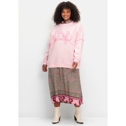 sheego loves miss goodlife sheego Gro&szlig;e Gr&ouml;&szlig;en Sweatshirt mit Frontprint und Rundhalsausschnitt, pastellflieder-bedruckt, Gr&ouml;&szlig;e 52 - Damen
