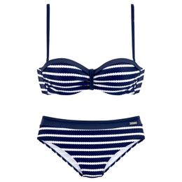 Lascana Damen Bügel-Bandeau-Bikini, marine-weiß, Größe 32A