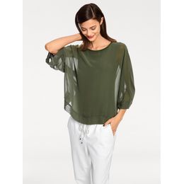 Heine Witt Damen Blusenshirt mit Fledermaus&auml;rmeln, oliv, Gr&ouml;&szlig;e 44/46
