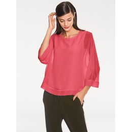 Heine Damen Blusenshirt, Rot, Gr. 40/42, 3/4 Arm Shirts, Material: Polyester. Unterteil: Viskose