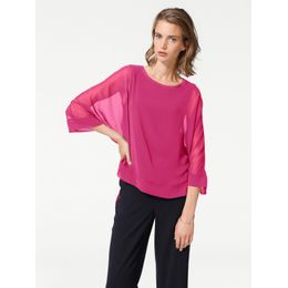 Heine Damen Blusenshirt, Rosa, Gr. 48/50, 3/4 Arm Shirts, Material: Polyester. Unterteil: Viskose