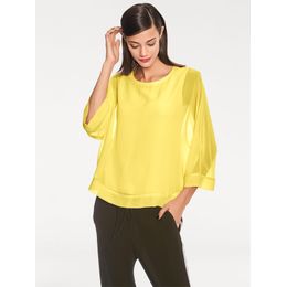 Heine Damen Blusenshirt, Gelb, Gr. 48/50, 3/4 Arm Shirts, Material: Polyester. Unterteil: Viskose