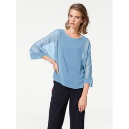 Heine Damen Blusenshirt, Blau, Gr. 34, 3/4 Arm Shirts, Material: Polyester. Unterteil: Viskose
