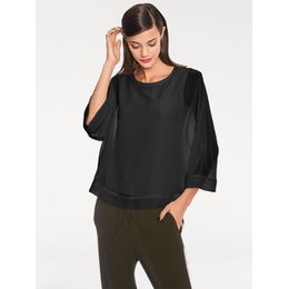 Heine Damen Blusenshirt, Schwarz, Gr. 36/38, 3/4 Arm Shirts, Material: Polyester. Unterteil: Viskose