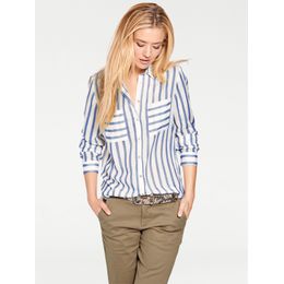 Heine Damen Hemdbluse, Blau, Gr. 44, Blusen langarm, Material: Viskose