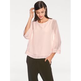 Heine Damen Blusenshirt, Natur, Gr. 40/42, 3/4 Arm Shirts, Material: Polyester. Unterteil: Viskose
