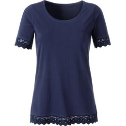 CR&Eacute;ATION L Damen Spitzenshirt mit gebogter Spitze marine Gr&ouml;&szlig;e 36