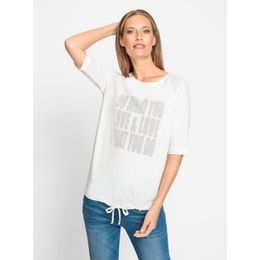Heine Witt Damen Kurzarmshirt mit Tunnelzug am Saum, ecru, Gr&ouml;&szlig;e 48
